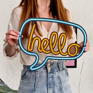 Hello Neon Wall Sign, Welcome Entryway LED Wall Sign, Neon Wall Decor ...
