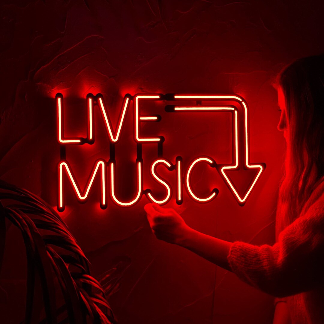 Live Music Neon Wall Decor, Neon Wall Sign, Led Light, Bar Neon Sign ...