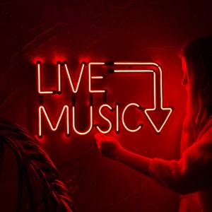 Live Music Neon Wall Decor, Neon Wall Sign, Led Light, Bar Neon Sign ...