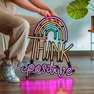 Think Positive Neon Wall Art, Led Neon Sign,neon Wall Decor, Neon Sign ...