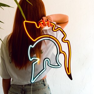 Knight Neon Wall Art, Led Neon Sign Spartan Helmet, Led Neon Sign ...