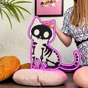Cat X-ray Neon Wall Sign Cat Bone LED Light, Cat X-ray Scan Neon Sign ...