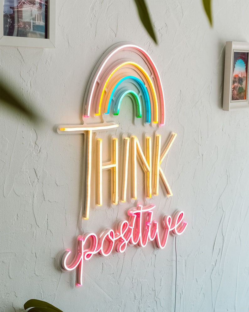 Think Positive Neon Wall Art Led Neon Sign Neon Wall Decor - Etsy