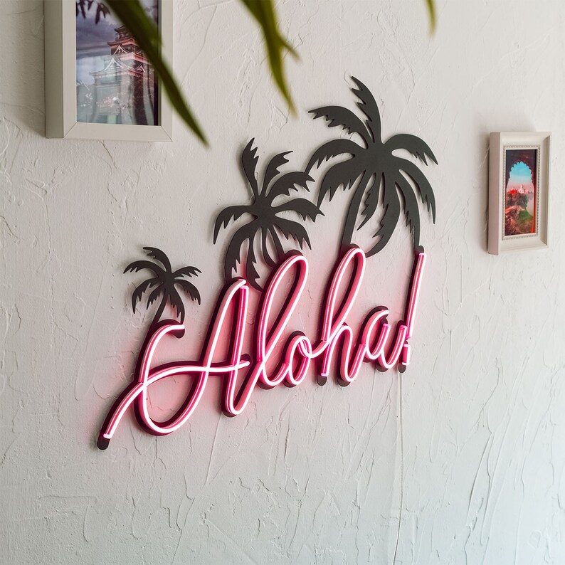Aloha Neon Wall Art Led Neon Sign Bring Some Colors to Your | Etsy