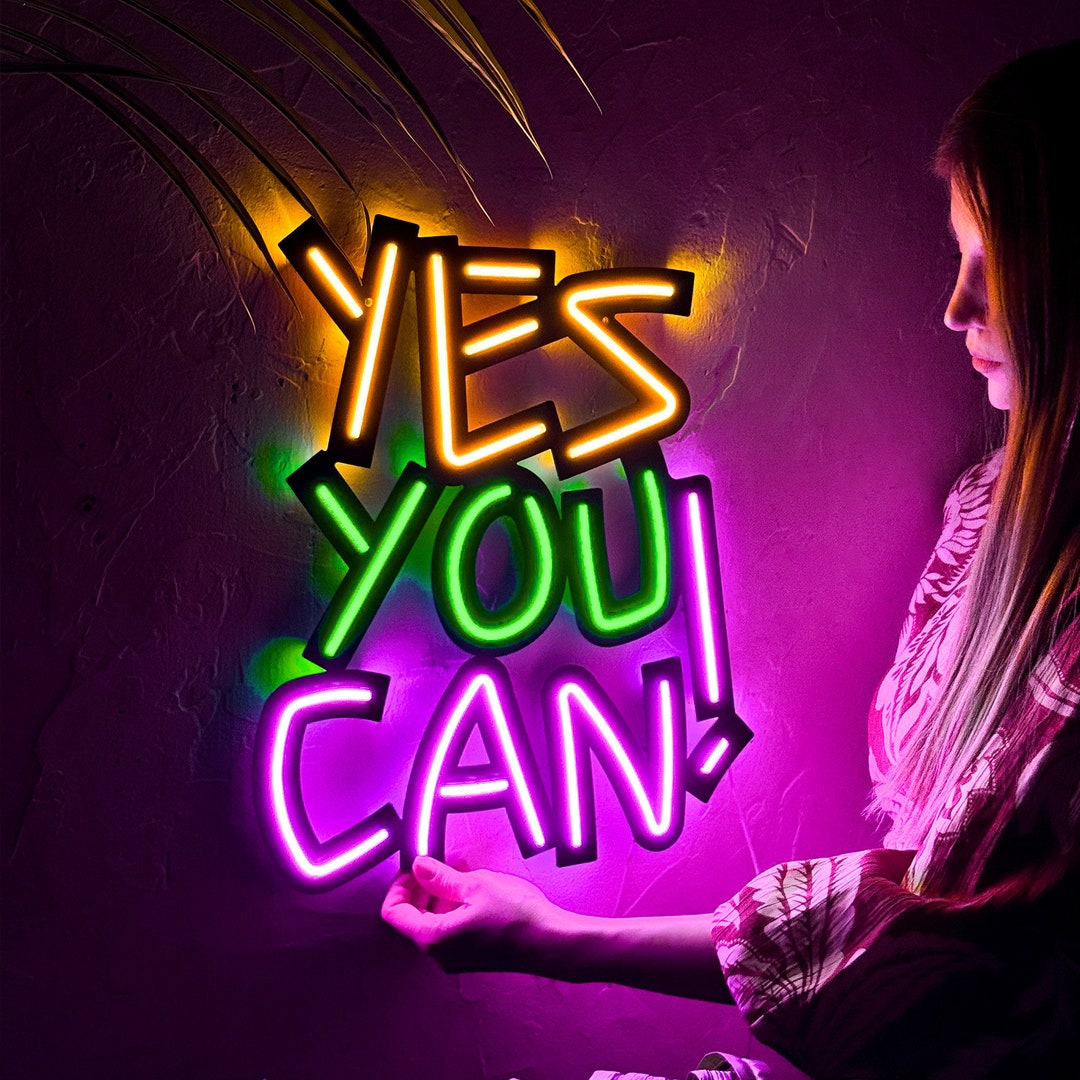 Yes You Can Neon Sign Quotes Neon Sign, LED Neon Sign, Neon Sign Bar ...