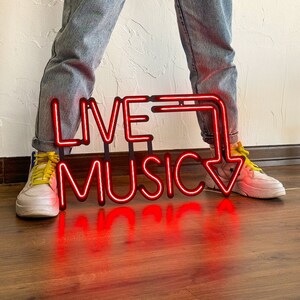 Live Music Neon Wall Decor, Neon Wall Sign, Led Light, Bar Neon Sign ...