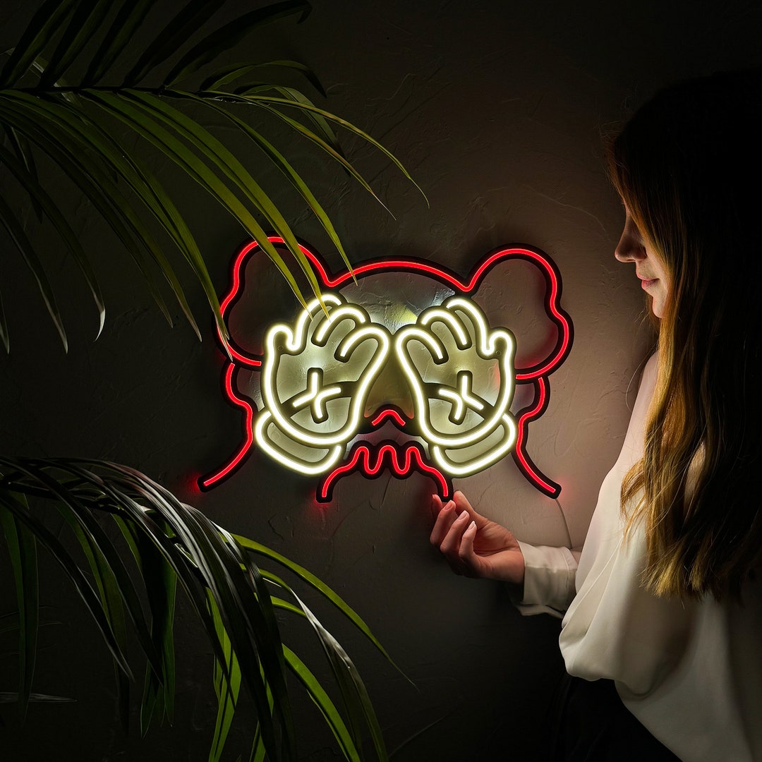 KAWS Inspired Neon Wall Decor, Neon Wall Sign, LED Neon Decor, Kaws Led ...