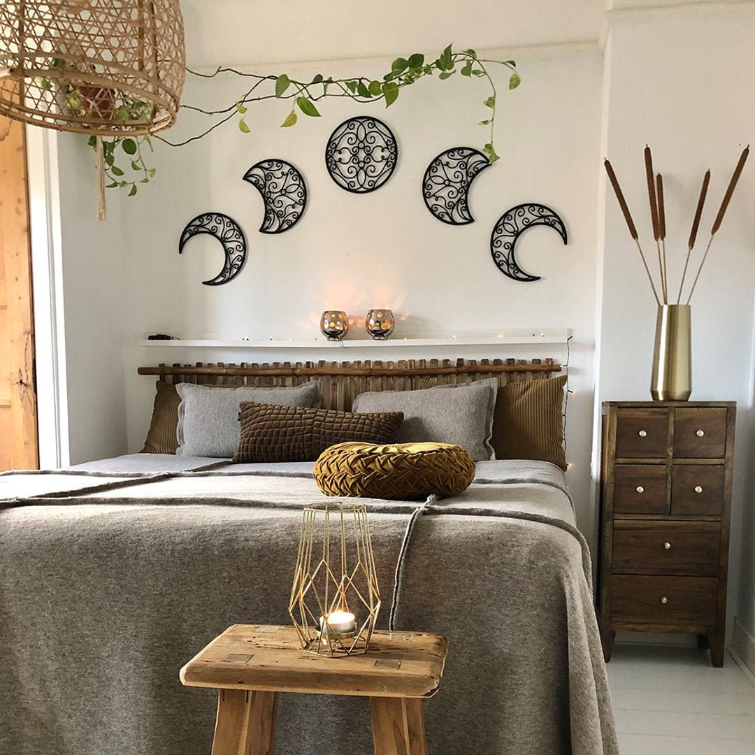 Lunation Moon Metal Wall Art, Elegant Lunar Phases Set, Metal Home ...