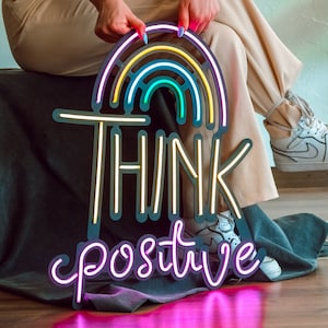Think Positive Neon Wall Art, Led Neon Sign,neon Wall Decor, Neon Sign ...