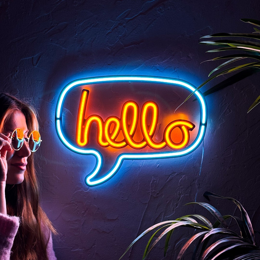 Hello Neon Wall Sign, Welcome Entryway LED Wall Sign, Neon Wall Decor ...