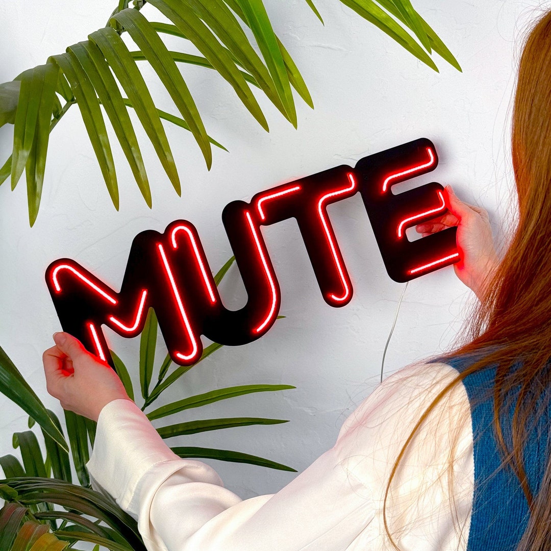 Mute Neon Wall Decor, Streamer Neon Sign, Silence Neon Decor, LED Neon ...