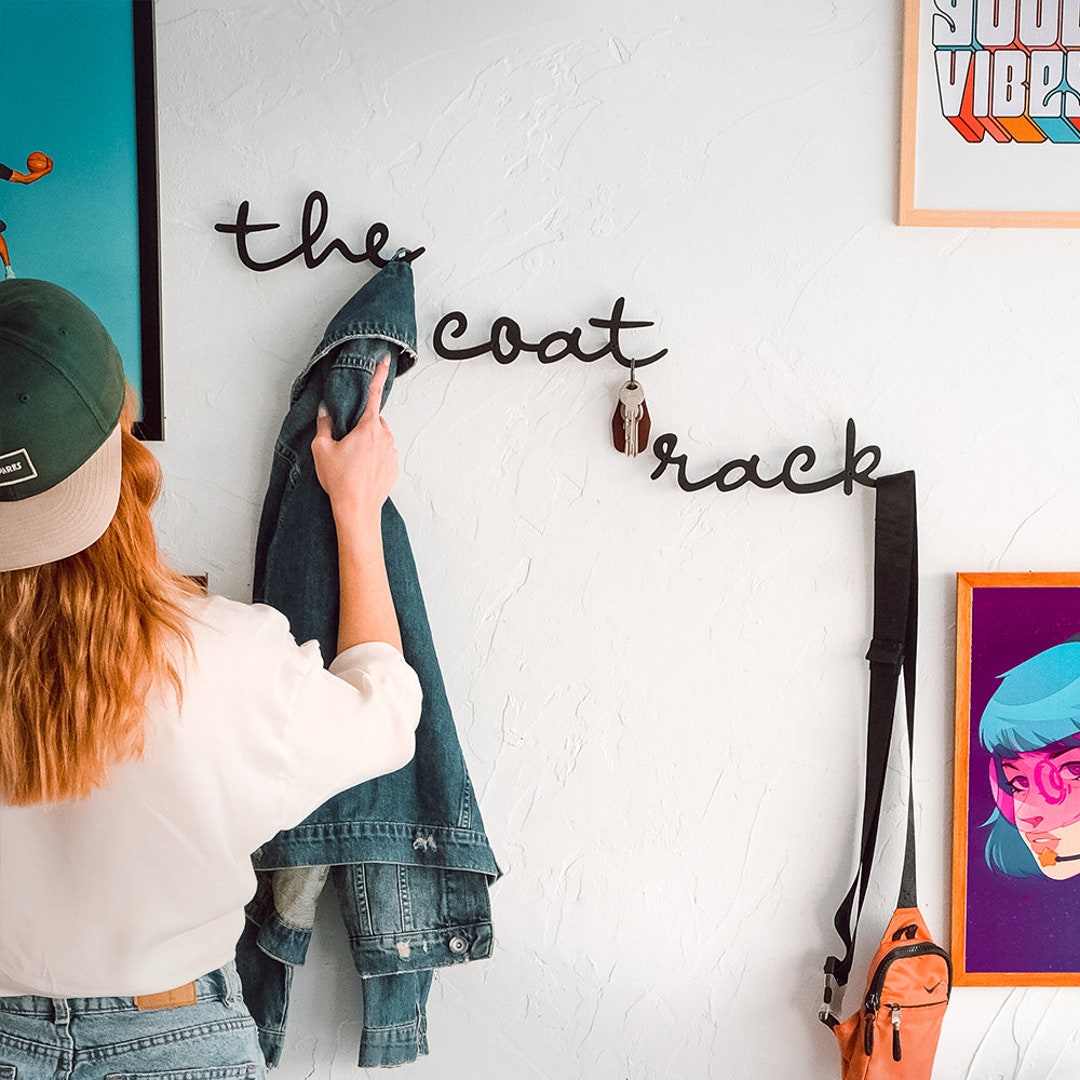 Custom Metal Rack Metal Wall Rack, Home Decor, Custom Metal Text, Coat ...