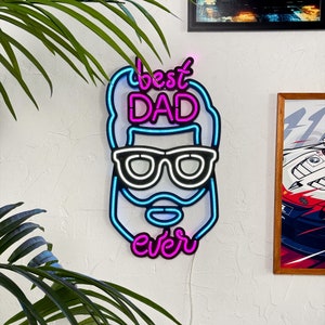 Best Dad Ever Neon Sign Father Led Sign, Fathers Day Neon Sign, Fathers ...