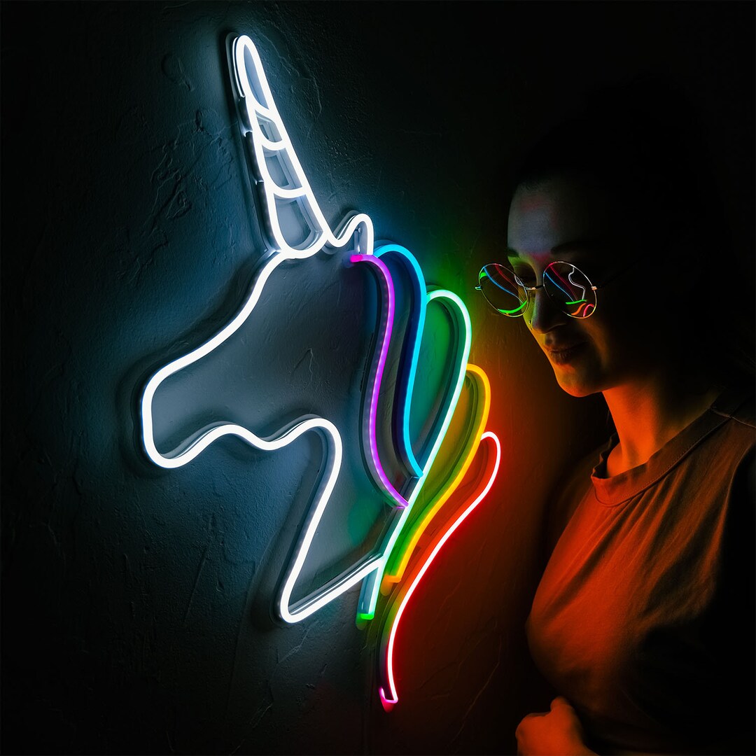 Rainbow Unicorn Neon Wall Art Led Sign Neon Sign Neon - Etsy UK