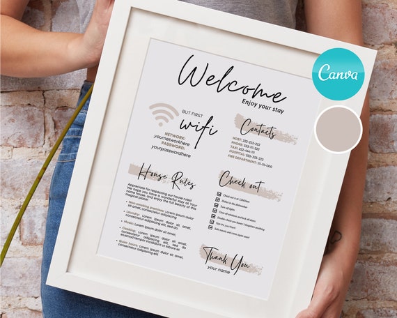 1 Page Welcome Sign Template Welcome Guide Welcome Sign - Etsy