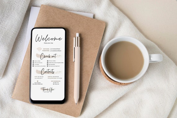 Welcome Sign Phone Phone Welcome Guide Sign Check Out - Etsy