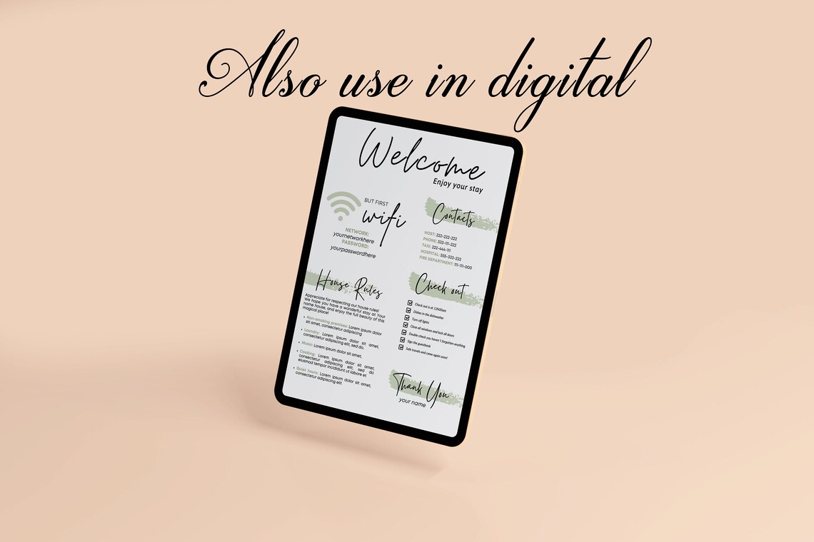 Sign Welcome Guide Check Out Instructions House Rules - Etsy
