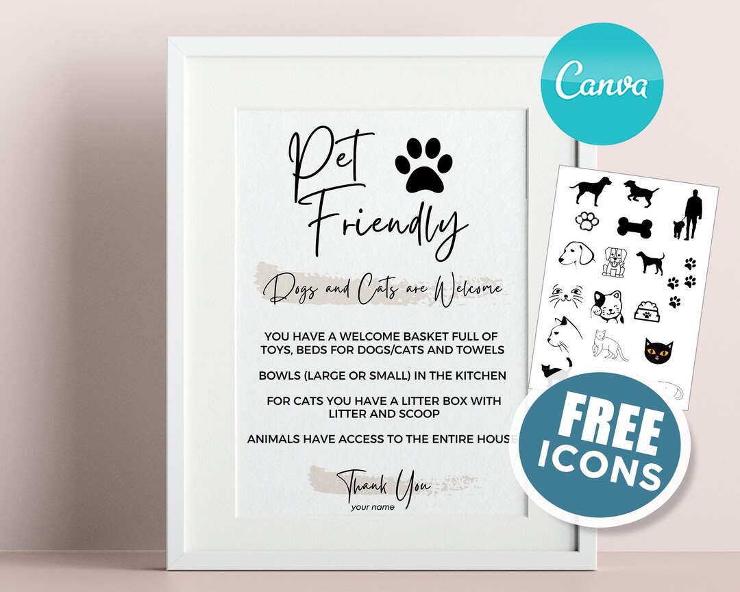 Pet Sign, Sign Template, Pet Friendly, Sign Rules, Pet Rules Sign, Pet ...