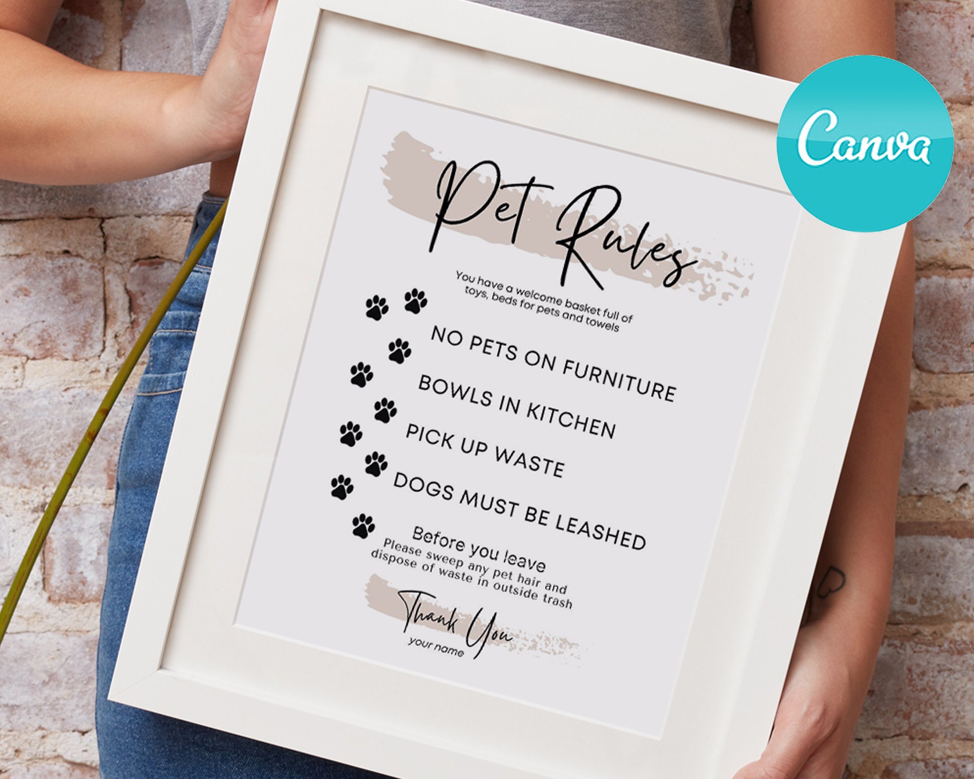 1 Page Pet Sign Sign Template Pet Friendly Sign Rules Pet - Etsy