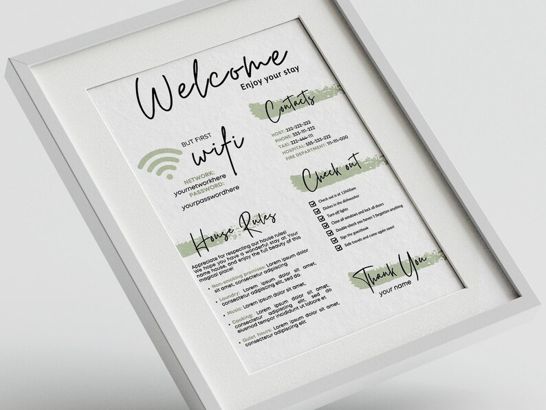 Sign Welcome Guide Check Out Instructions House Rules - Etsy