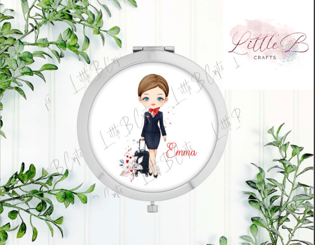 Cabin Crew, Aviation Compact Mirror, Personalised Gift - Etsy