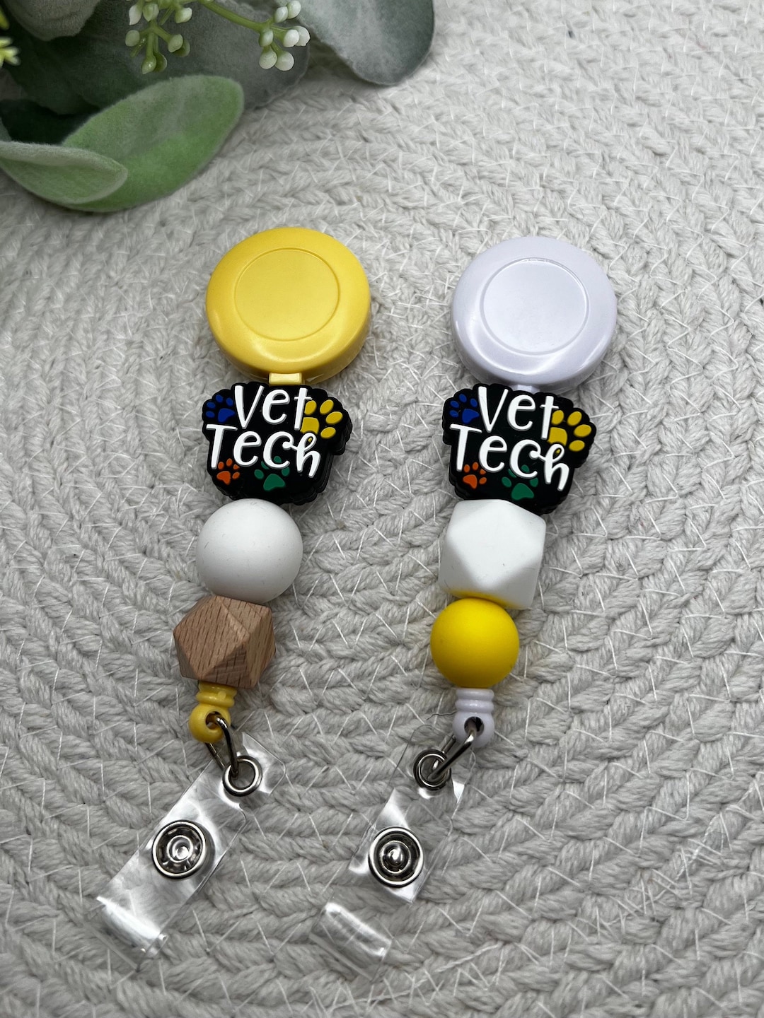 Vet Tech Badge Reels Silicone Beads Vet Badge Holder Animals ...