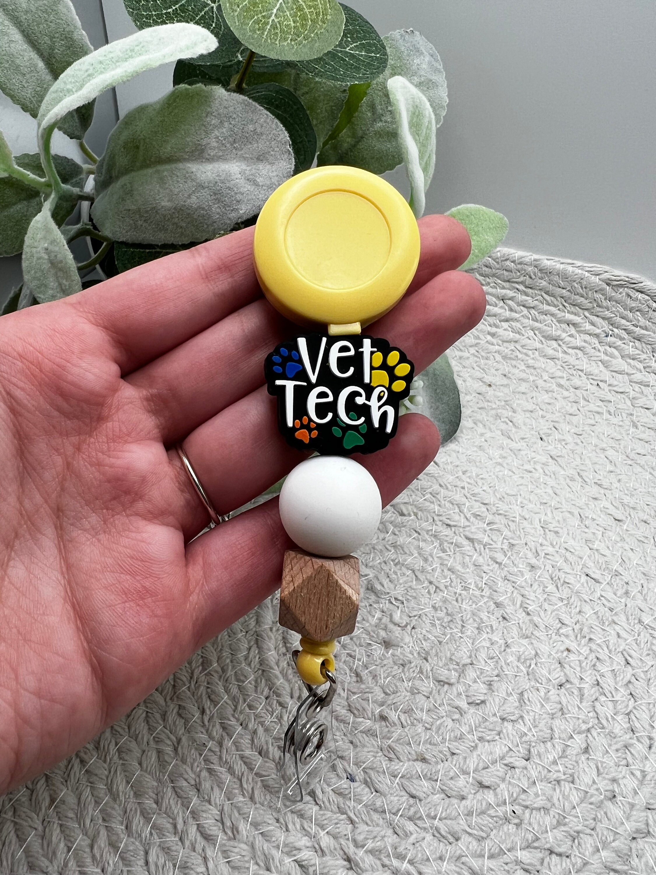 Vet Tech Badge Reels Silicone Beads Vet Badge Holder Animals ...