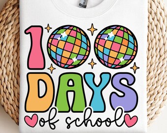 Disco Ball 100 Days of School Svg Png Bundle, Groovy 100 Days Svg ...