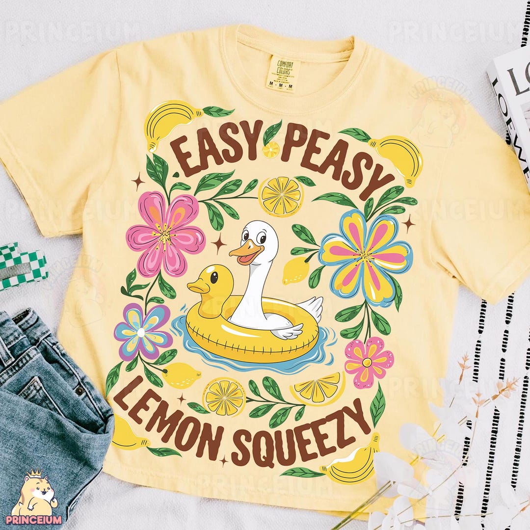 Easy Peasy Lemon Squeezy PNG, Cute Duck Summer Sublimation Design ...