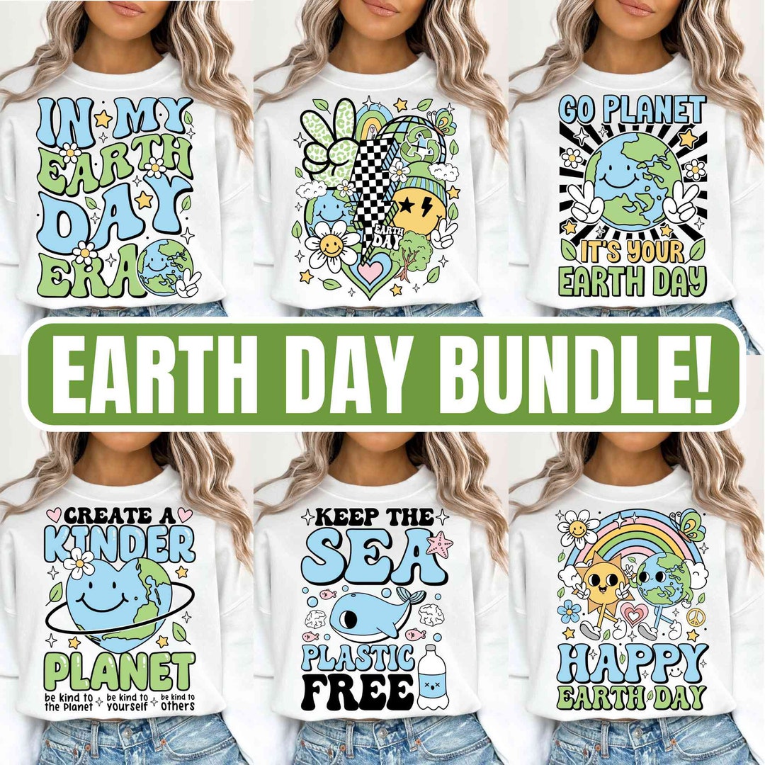 Earth Day Bundle PNG, Earth Day, Groovy Retro, Funny Earth PNG, Save ...