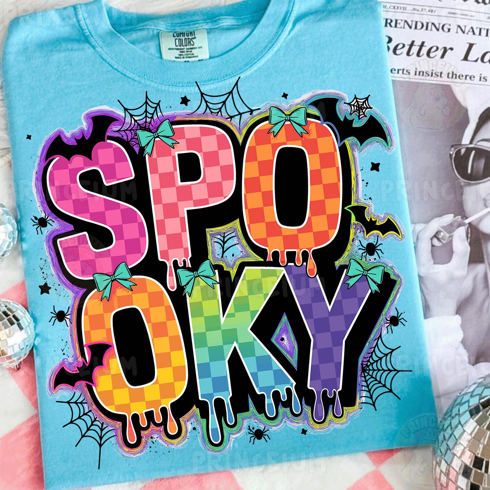 Rainbow Spooky PNG Colorful Halloween Sublimation Design Cute Plaid ...