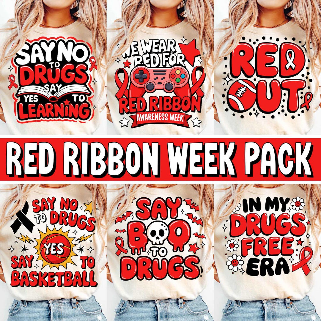 Red Ribbon Week Bundle Png, in October We Wear, Red Ribbon Week Png ...