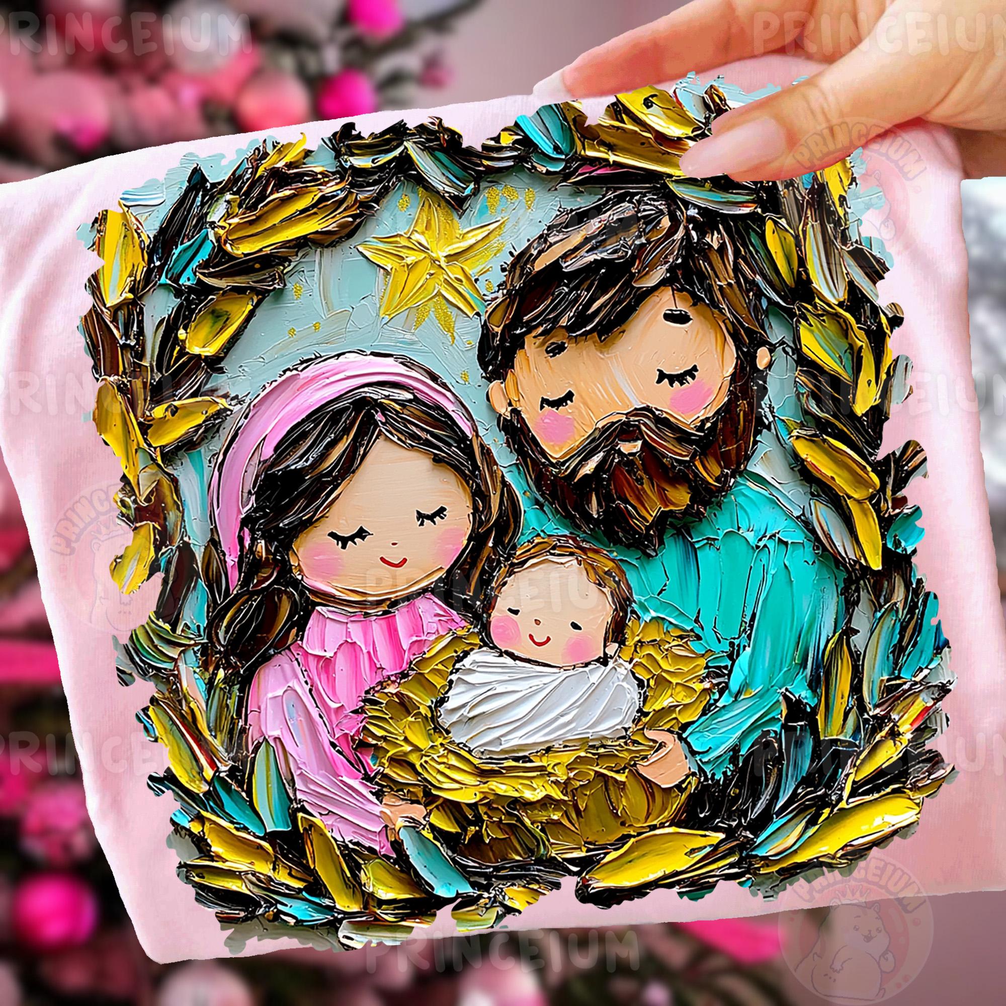 Nativity Scene PNG Holy Family Pastel Art Mary Joseph Baby Jesus ...