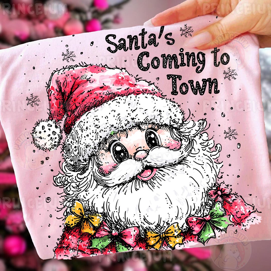 Santa’s Coming to Town PNG Cute Preppy Santa Sublimation Holiday Shirt ...