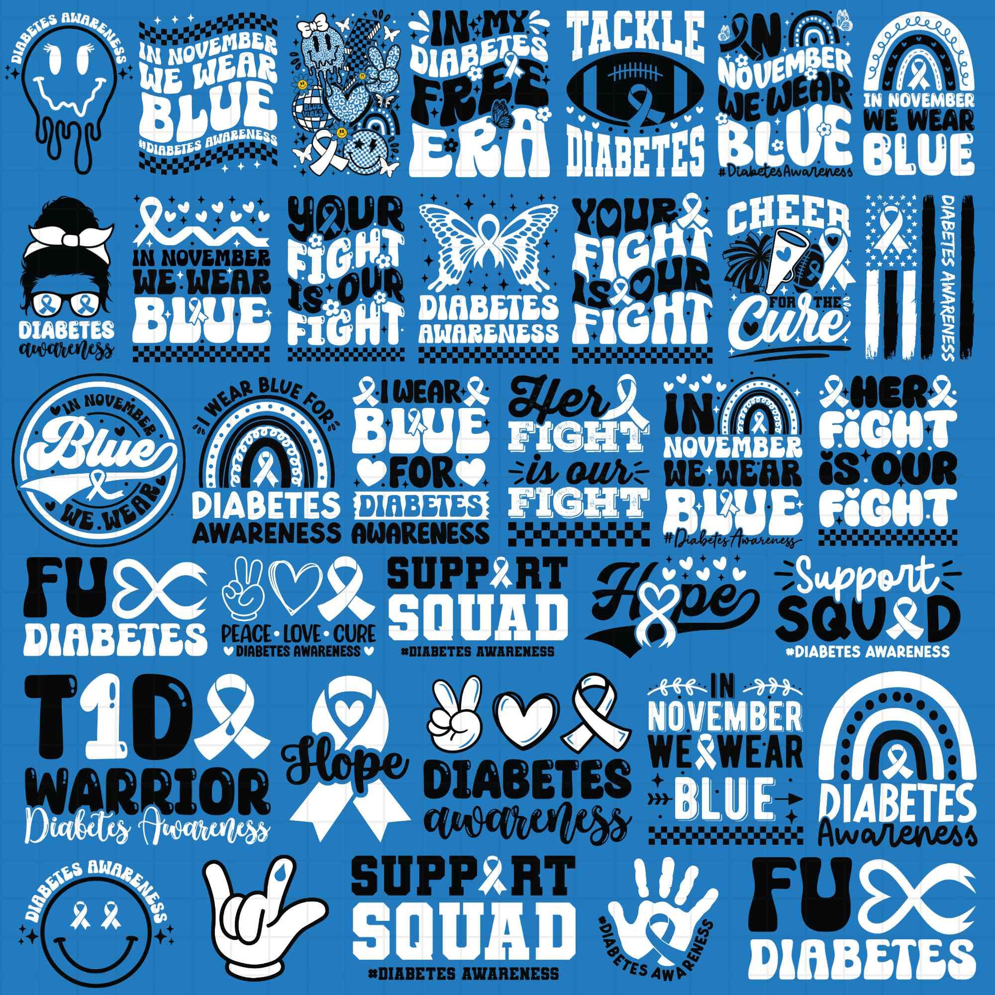 Diabetes Awareness SVG Bundle in November Wear Blue, Diabetes Month ...