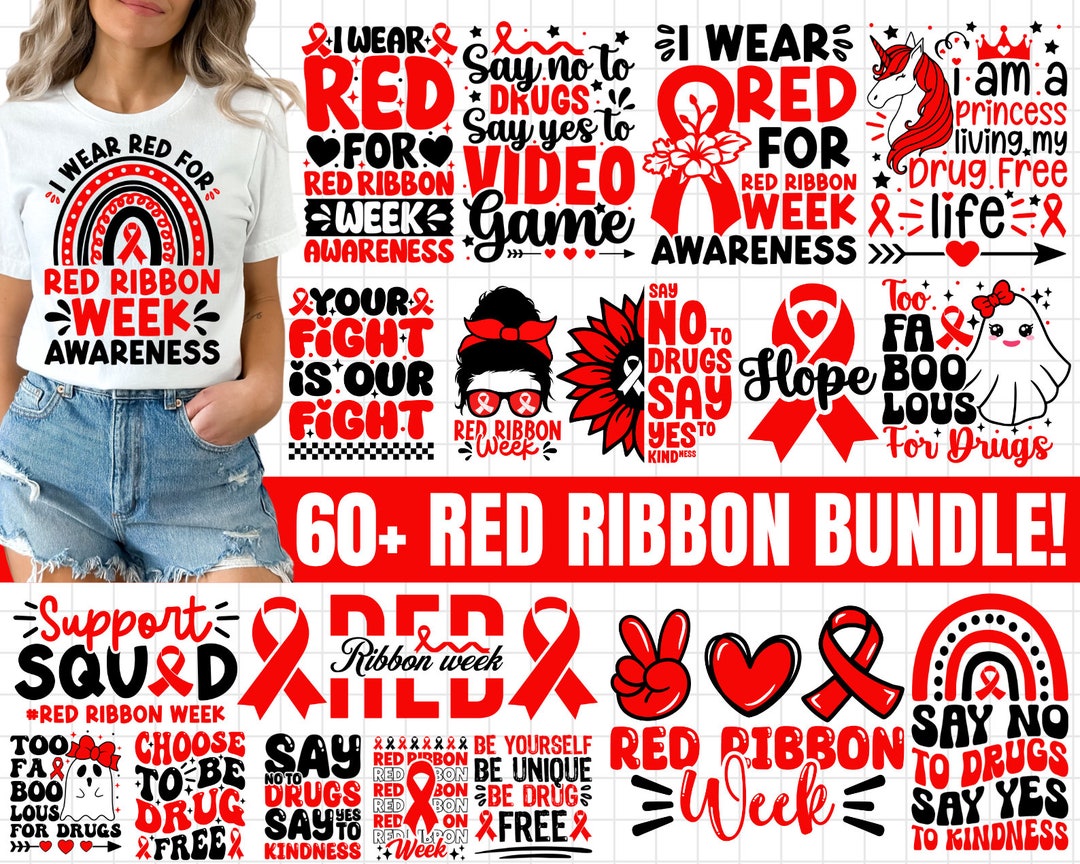 Buy Red Ribbon Week SVG Bundle 60 Designs Say No to Drugs Online in ...