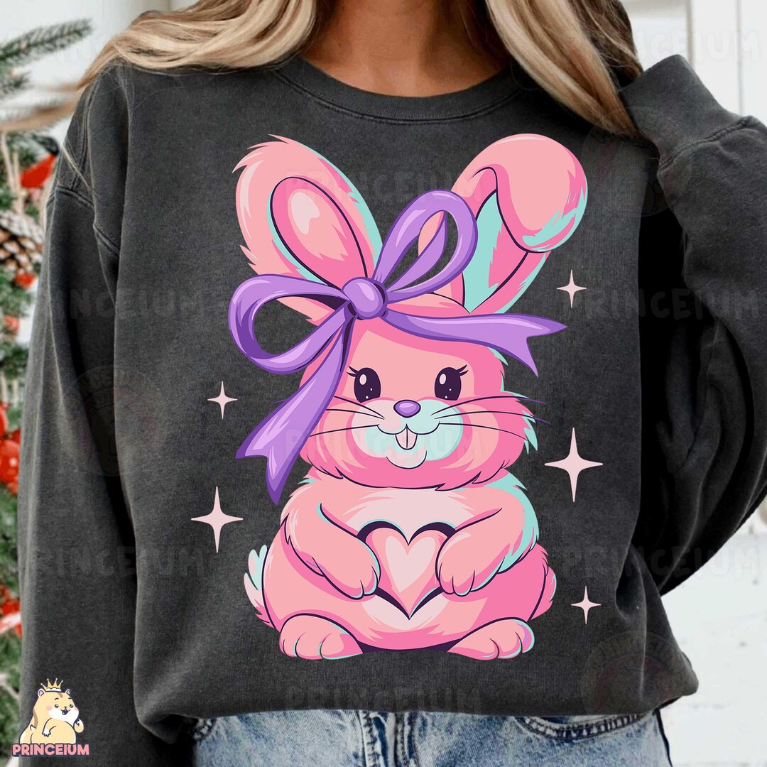 Cute Pink Bunny Shirt Design PNG, Easter Rabbit T-shirt Digital ...