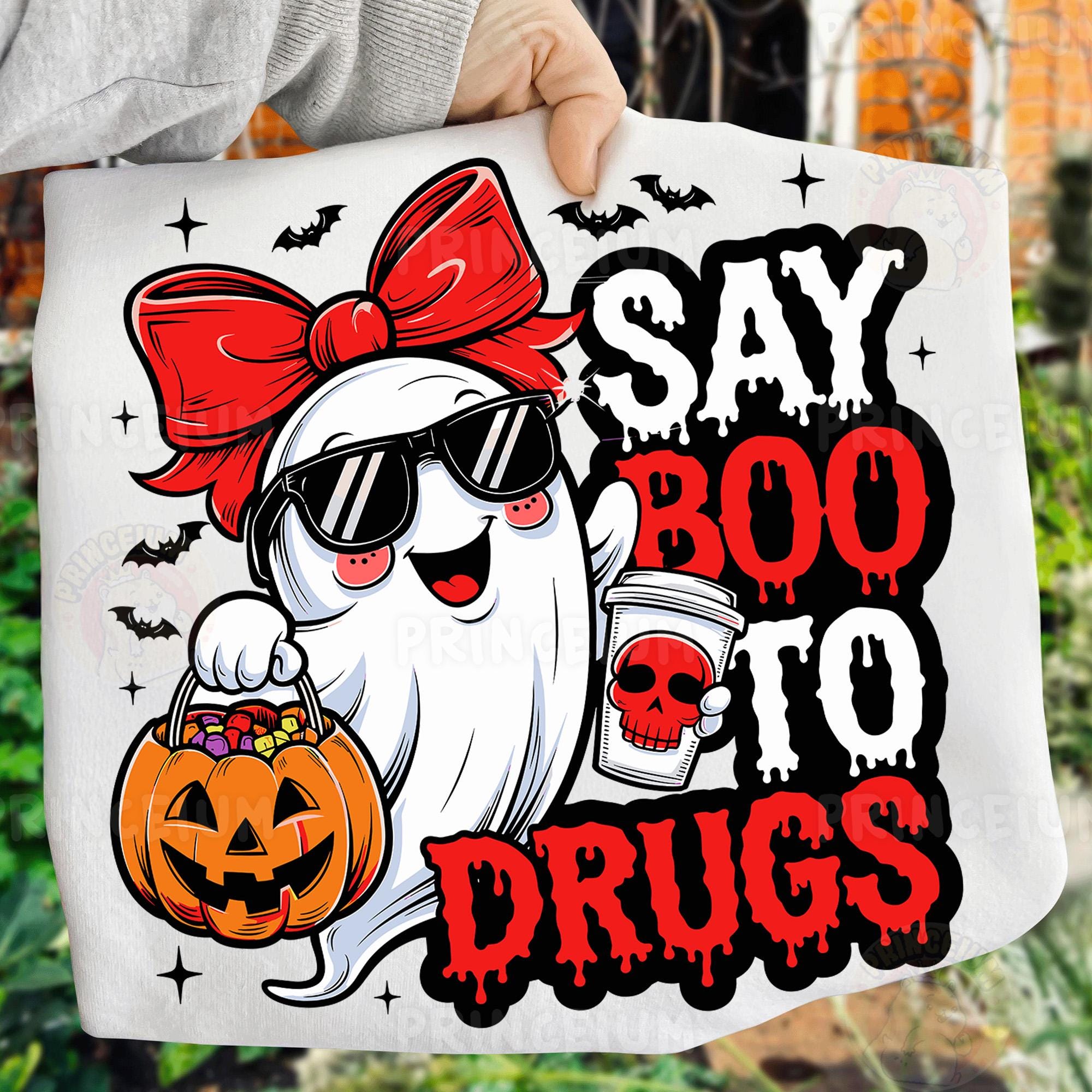 Say Boo to Drugs PNG Red Ribbon Week Sublimation Design Spooky ...
