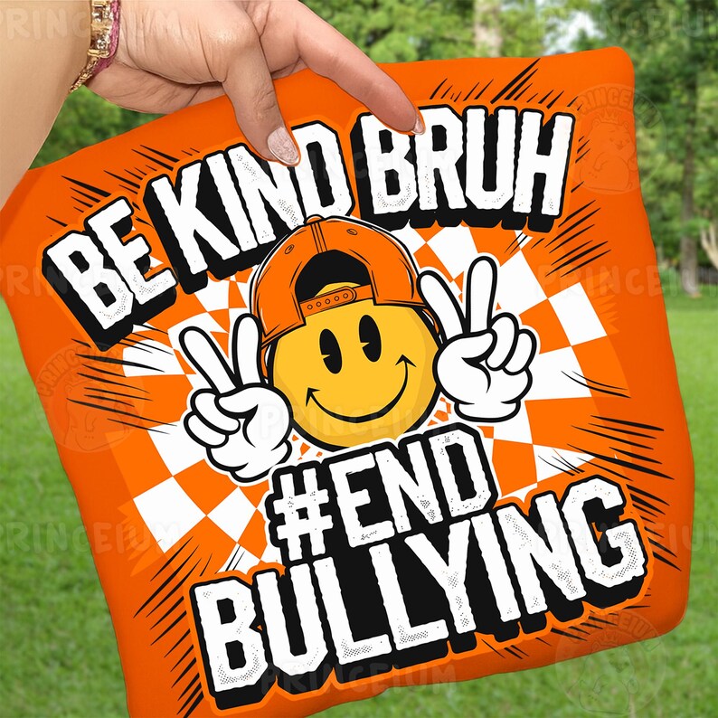 Be Kind Bruh End Bullying PNG Retro Smiley Face Sublimation Design Anti ...