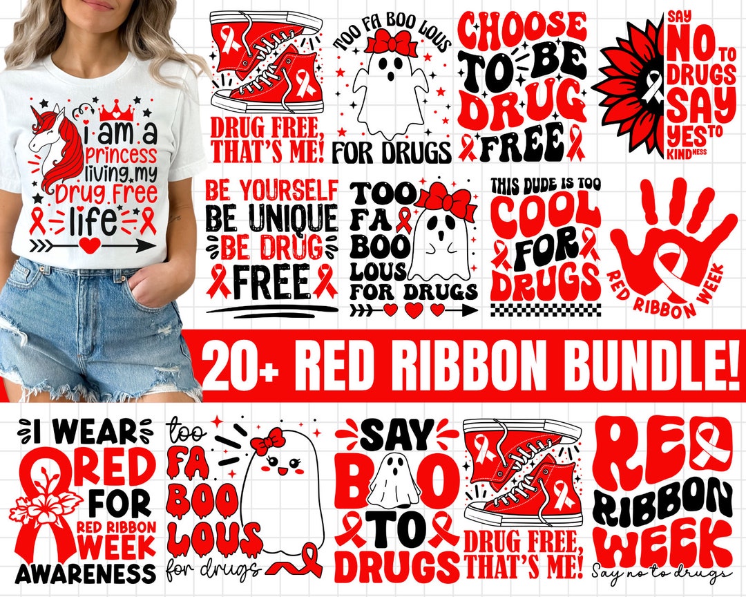 Red Ribbon Week SVG Bundle 20 Designs, Say No to Drugs, Drug-free, Anti ...