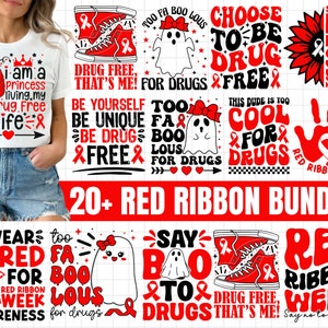 Red Ribbon Week SVG Bundle 20 Designs, Say No to Drugs, Drug-free, Anti ...