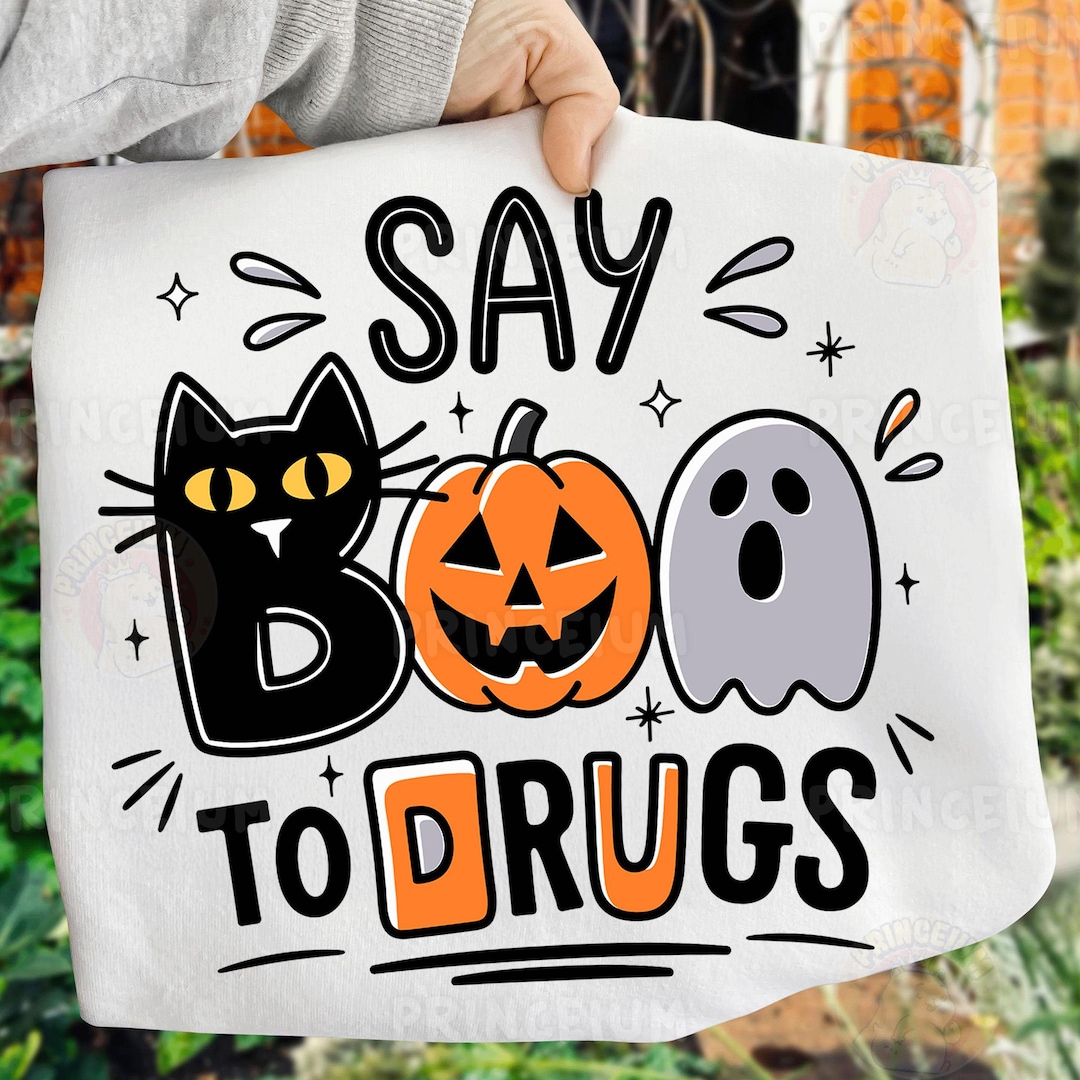 Say Boo to Drugs PNG Halloween Red Ribbon Week Sublimation Design Cute ...
