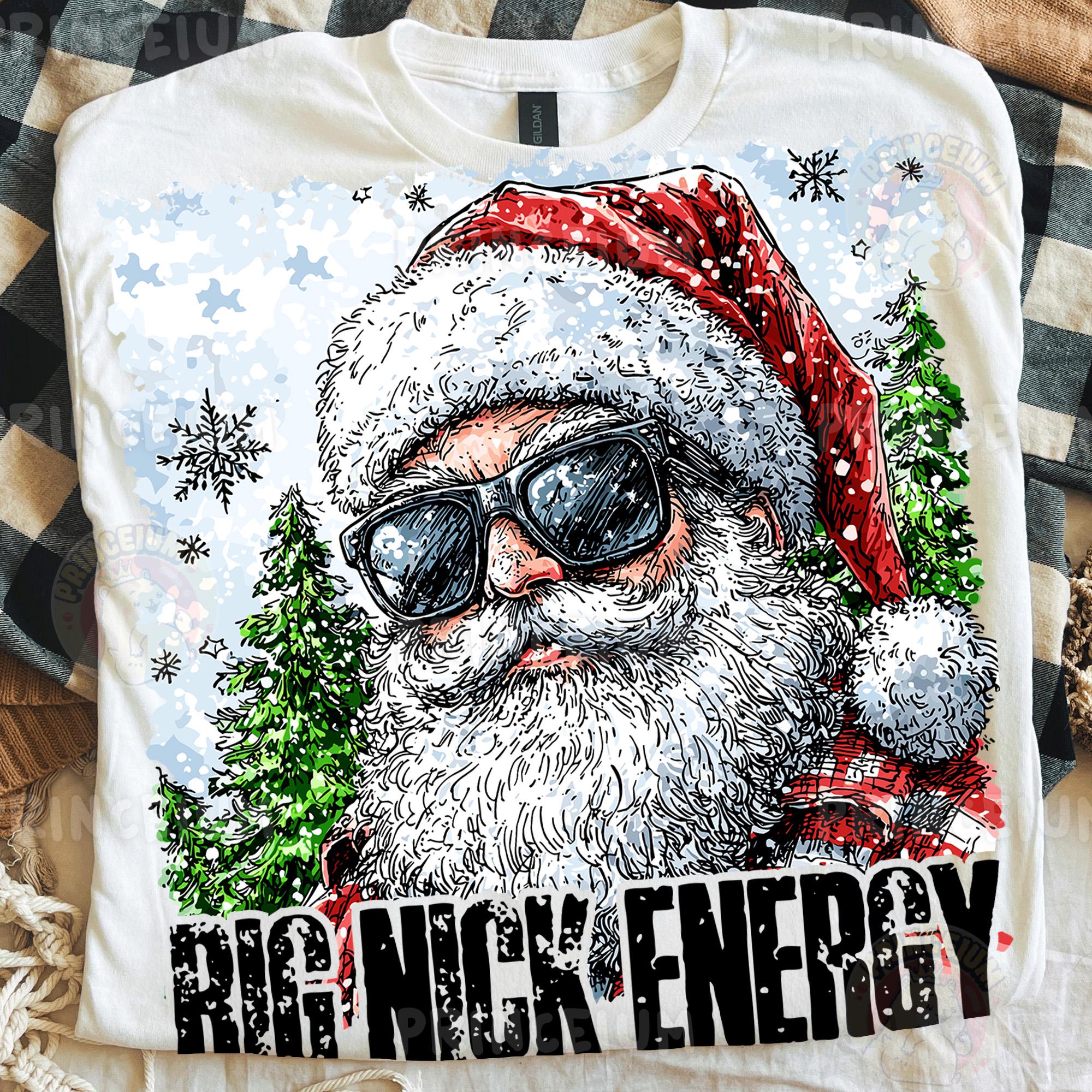 Big Nick Energy PNG Funny Santa Christmas Sublimation Cool Santa Shades ...