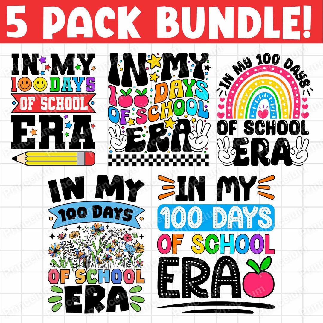 100 Days of School Bundle Svg, in My 100 Days of School Era, 100 Days ...