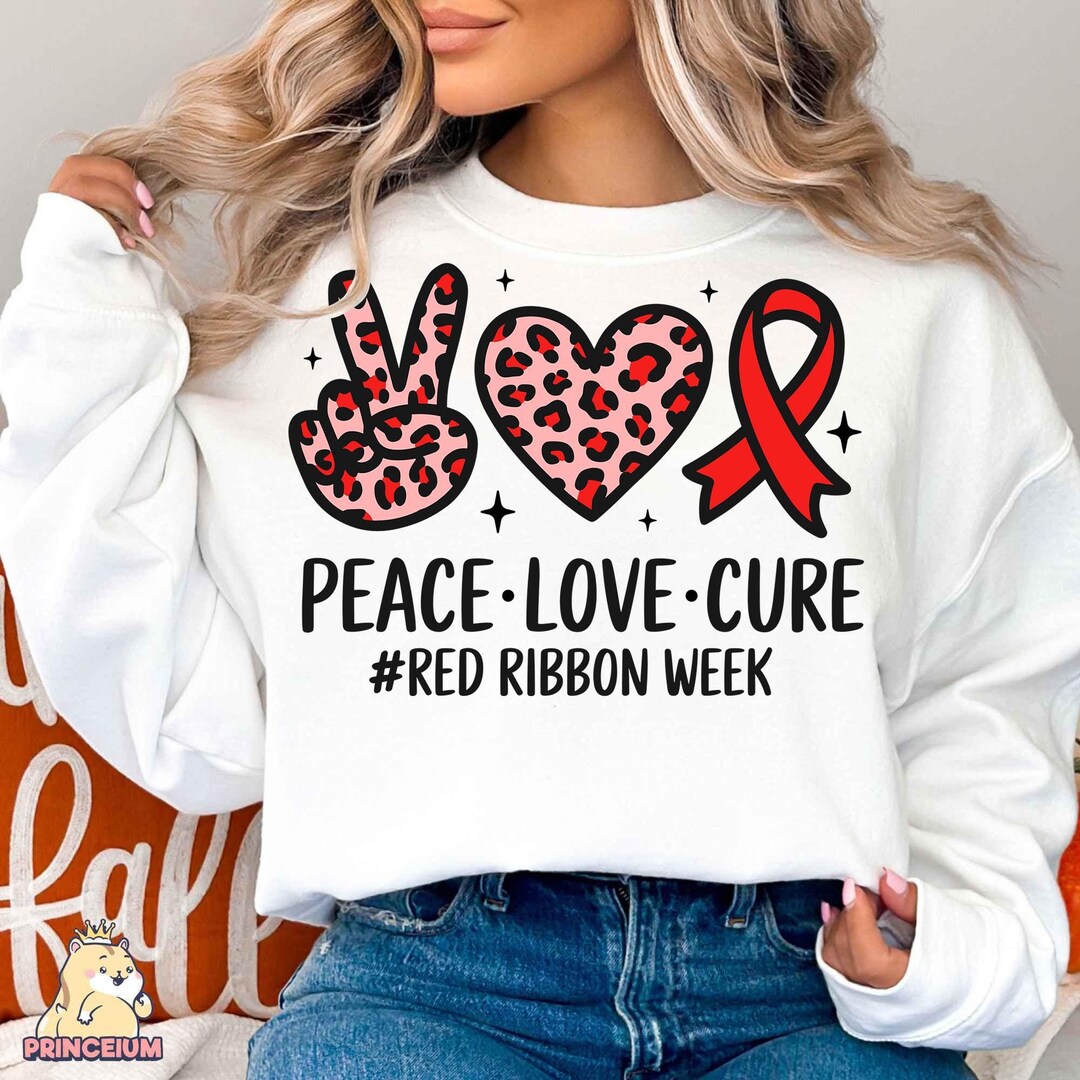 Peace Love Cure Red Png, Red Ribbon Week Png, Say No to Drugs, Drug ...