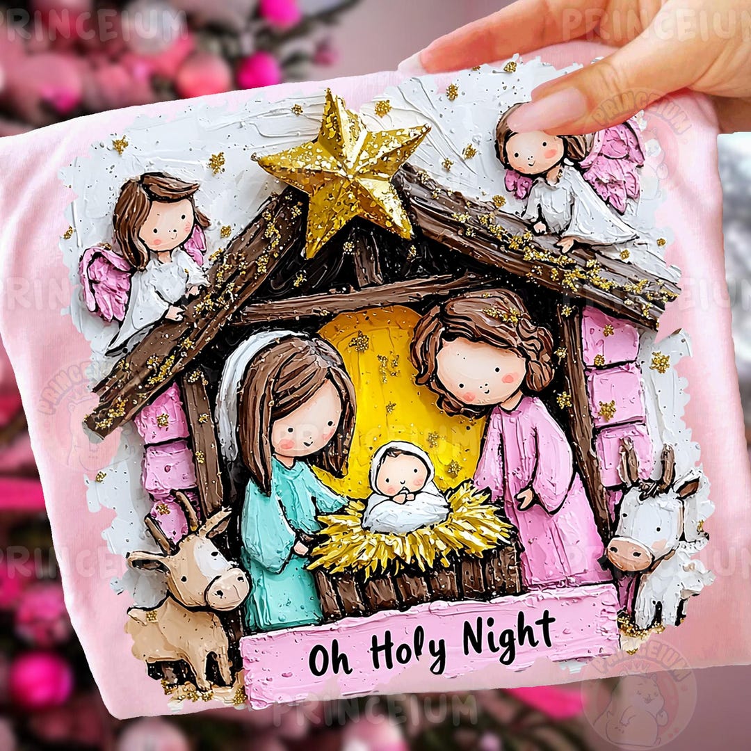 Oh Holy Night PNG Nativity Scene Sublimation Pastel Holy Family ...