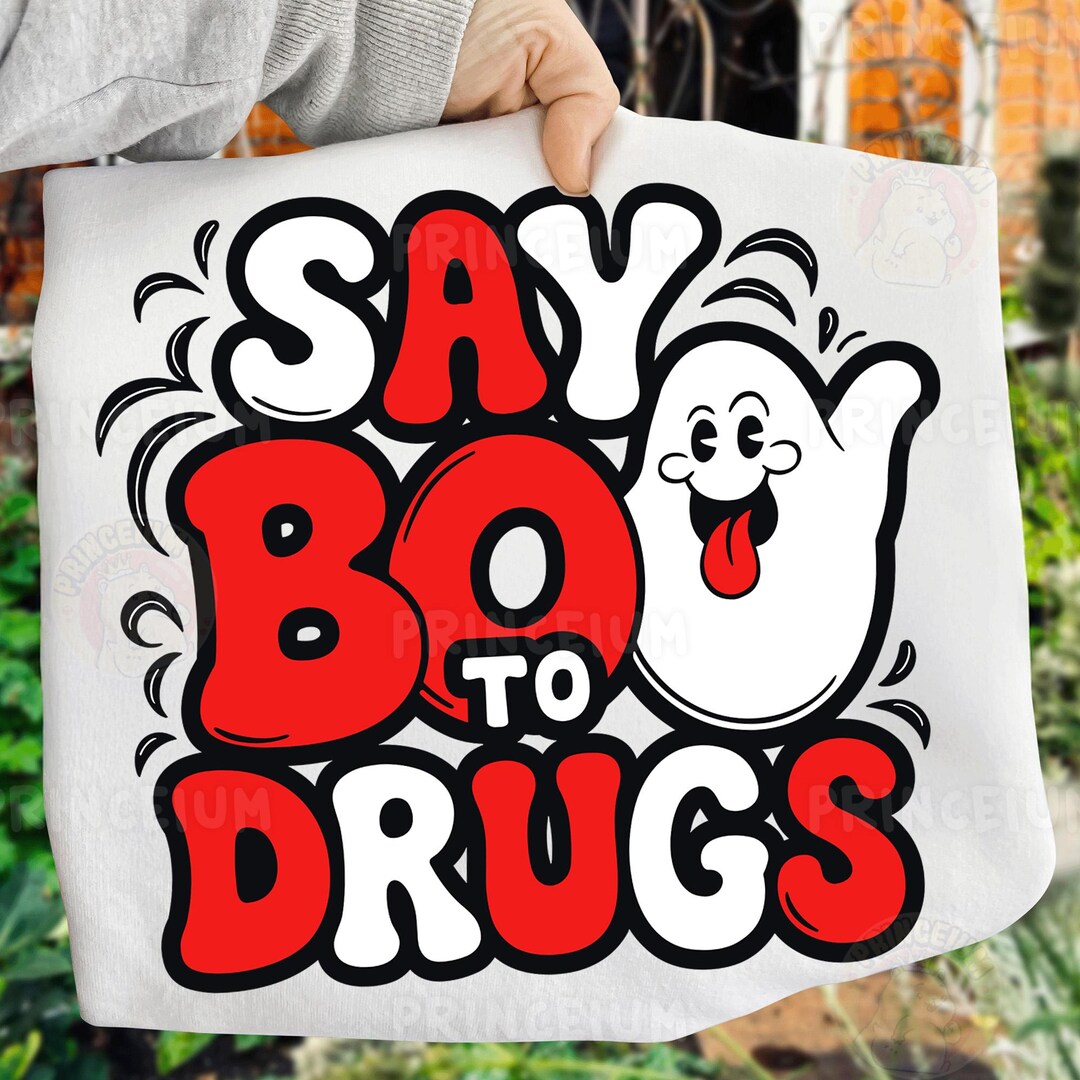 Say Boo to Drugs PNG Cute Ghost Red Ribbon Week Sublimation Design ...