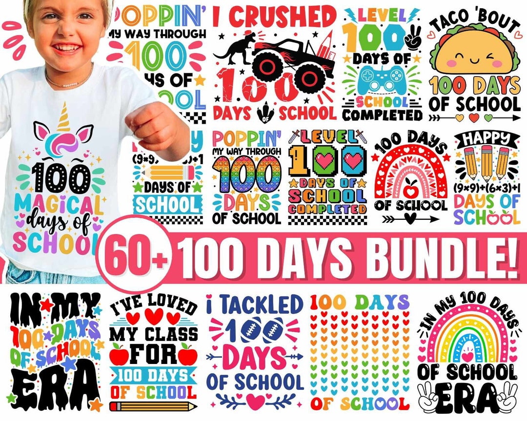 100 Days of School Svg Bundle, 100th Day of School Svg, 100 Days Svg ...