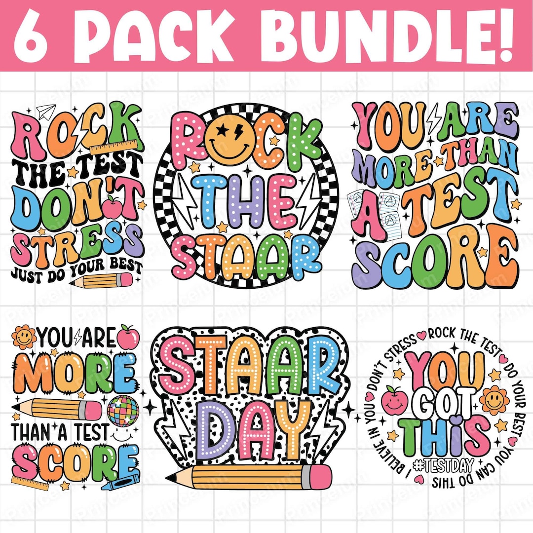 6 Test Day Png Bundle, Testing Day, State Testing Png, Rock the Test ...