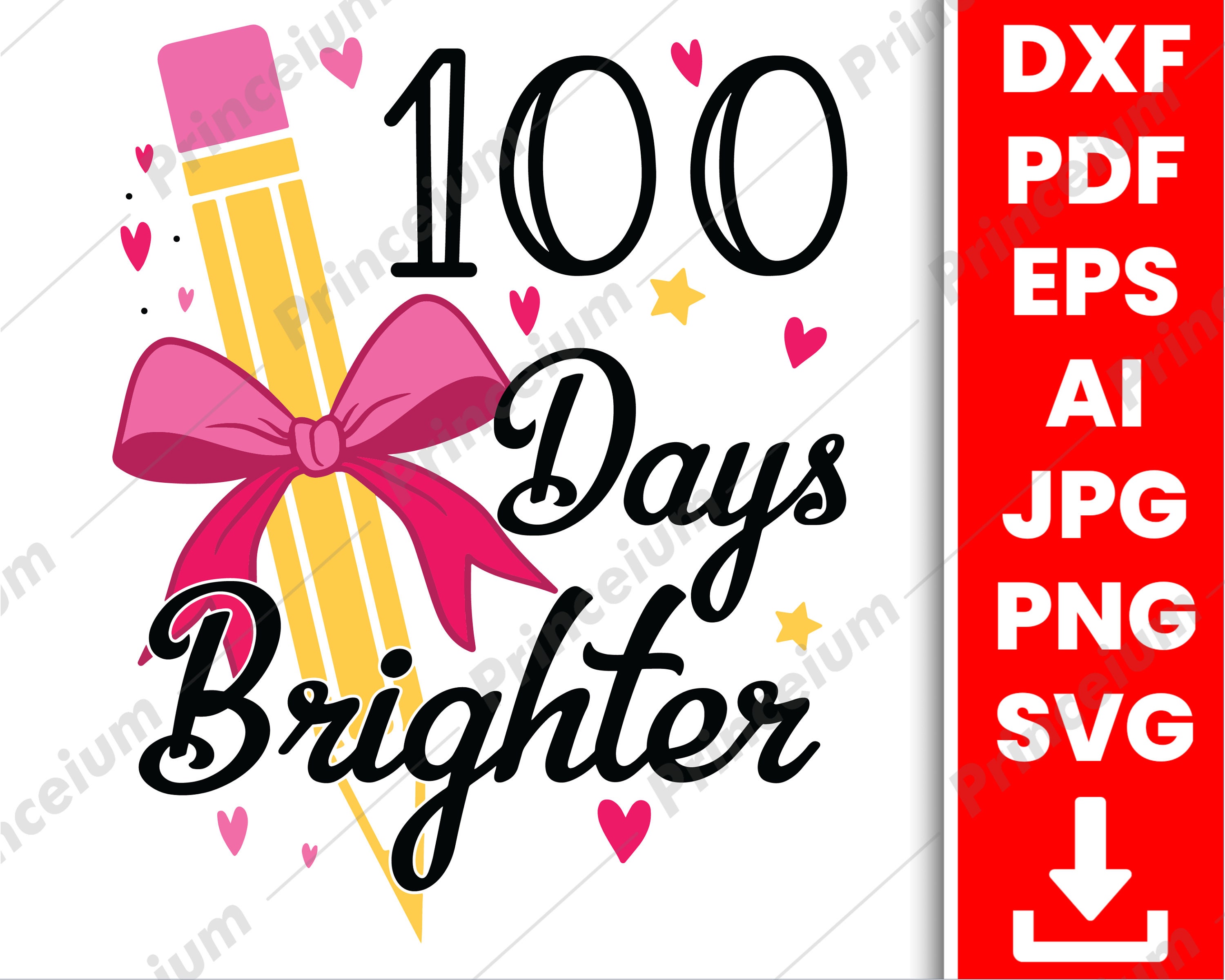 100 Days Brighter SVG & PNG 100 Days of School 100 Days - Etsy